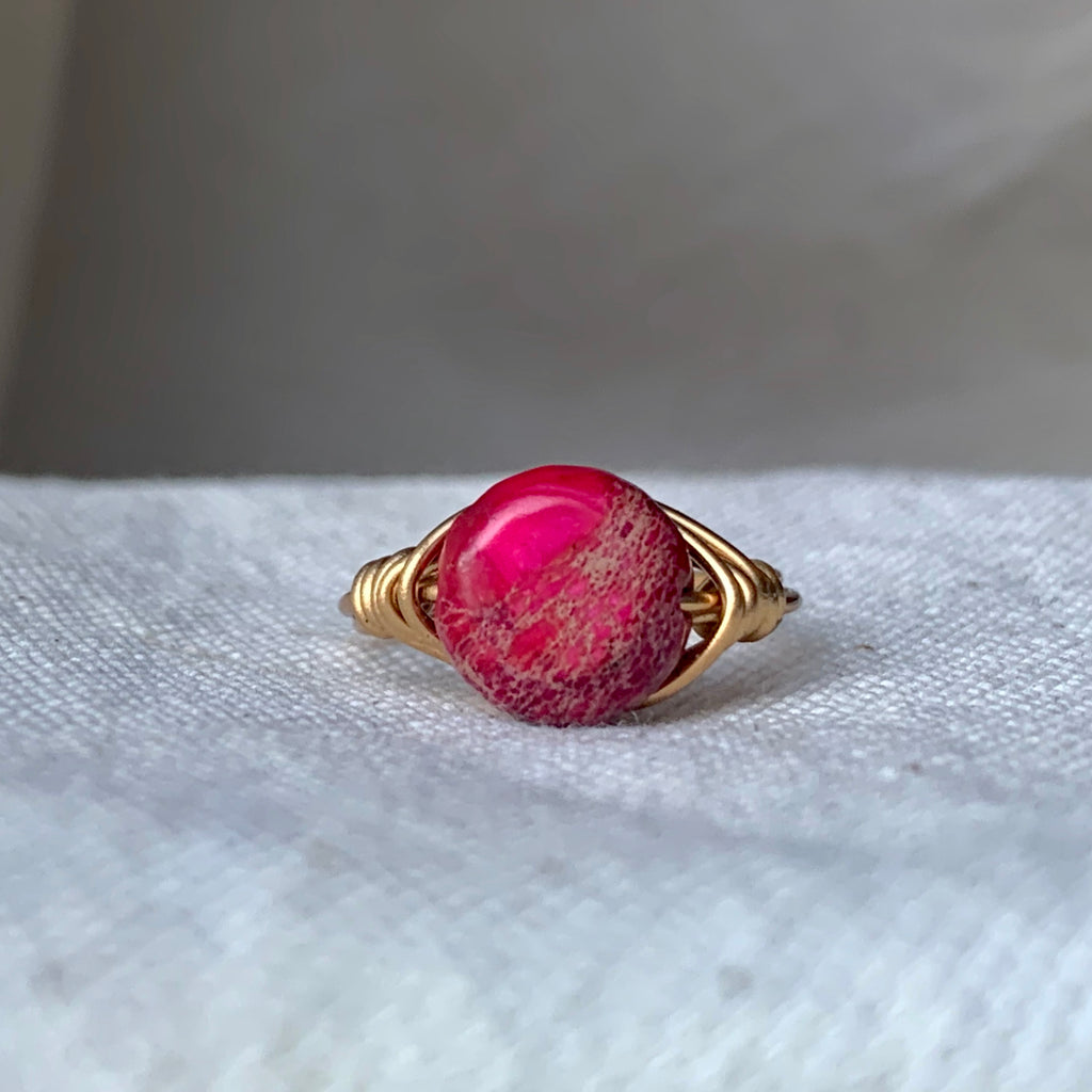Pink jasper ring – Yambala Designs